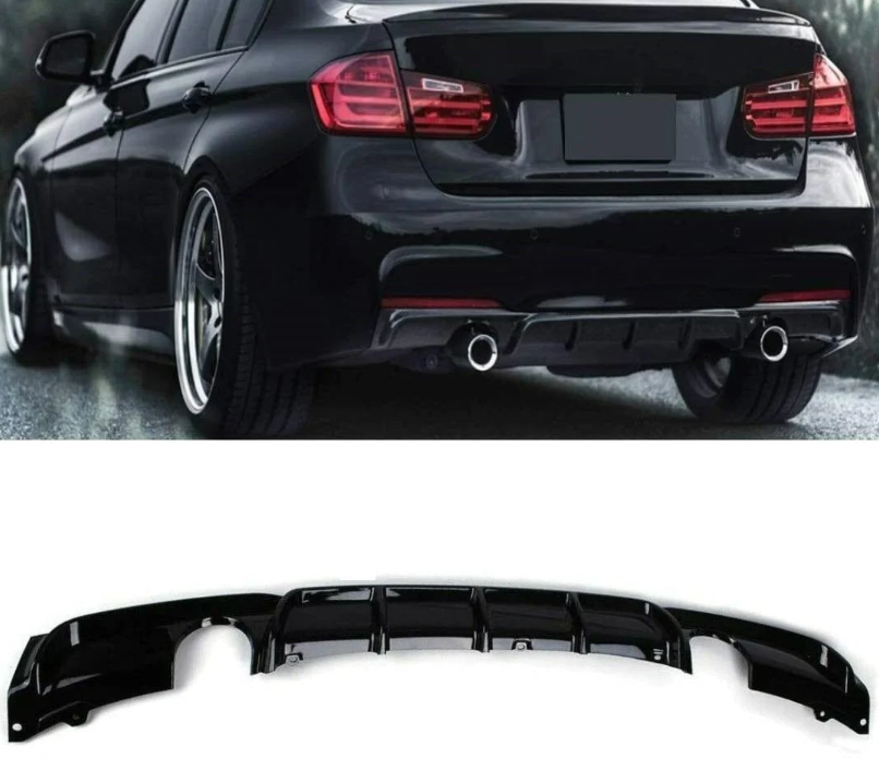 BMW 3 Series Rear Diffuser M-Performance F30 F31 Gloss Black - Twin Ou ...