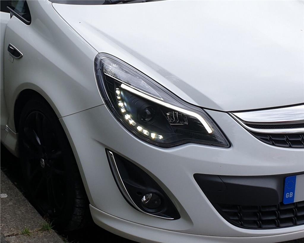 Vauxhall Corsa D 2011-2014 Black LED DRL Light Bar Projector Daytime R ...