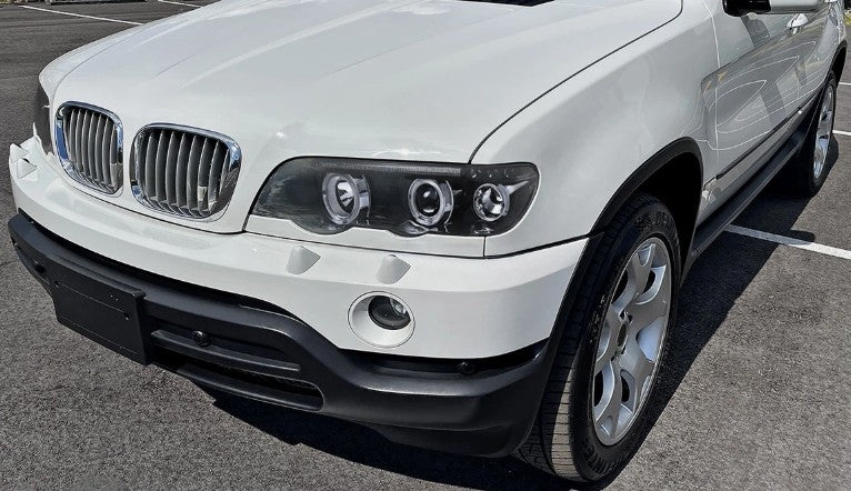 BMW X5 E53 2000-2003 Black LED Angel Eye Projector Headlights – 2xcite
